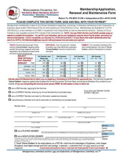 Membership Application, Renewal, Maintenance Form
